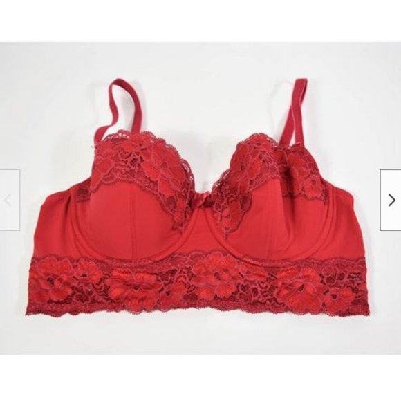 Adore Me | Intimates & Sleepwear | Adore Me Red Lace Underwire Longline ...